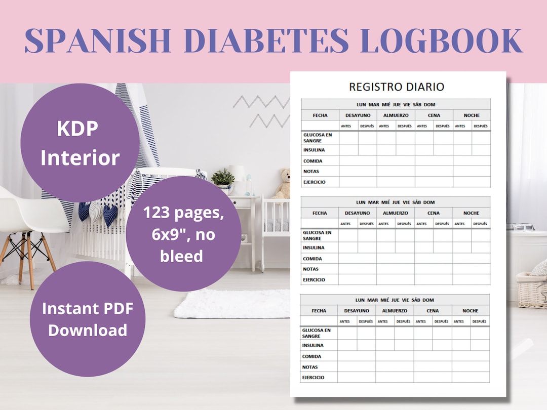 Spanish Diabetes Log Book | Spanish Blood Sugar | Amazon KDP Interior ...