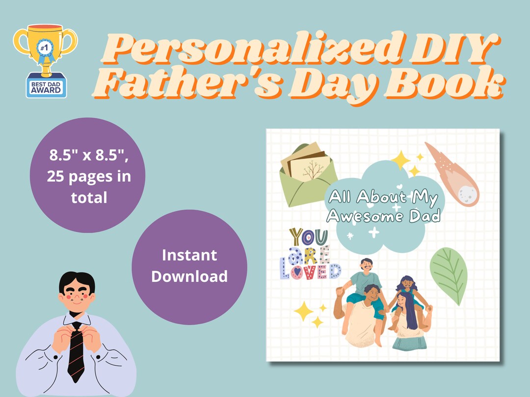 All About My Awesome Dad, Personalized Book for Father With Prompts ...