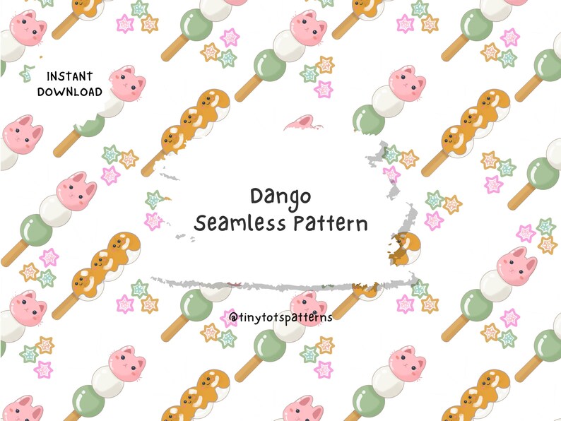 Kawaii Dango Seamless Pattern for Kids Fabric – Cute Textile Design PNG ...