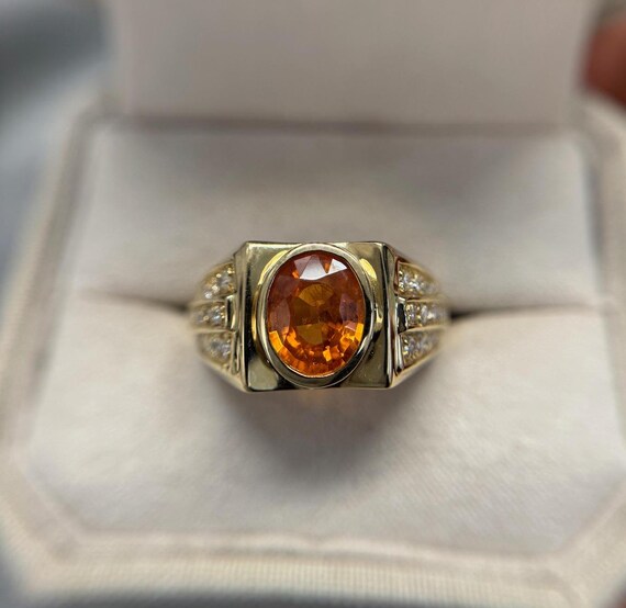 Revive Jewels Estate Men's Ring with Synthetic Citrin… - Gem
