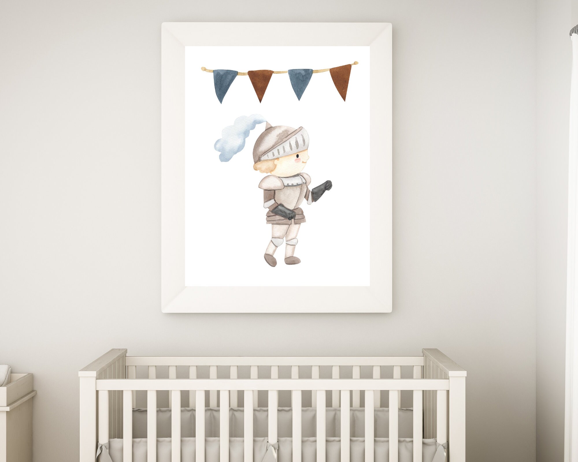 Knight Nursery Wall Decor Medieval Kids Room Art Watercolor - Etsy