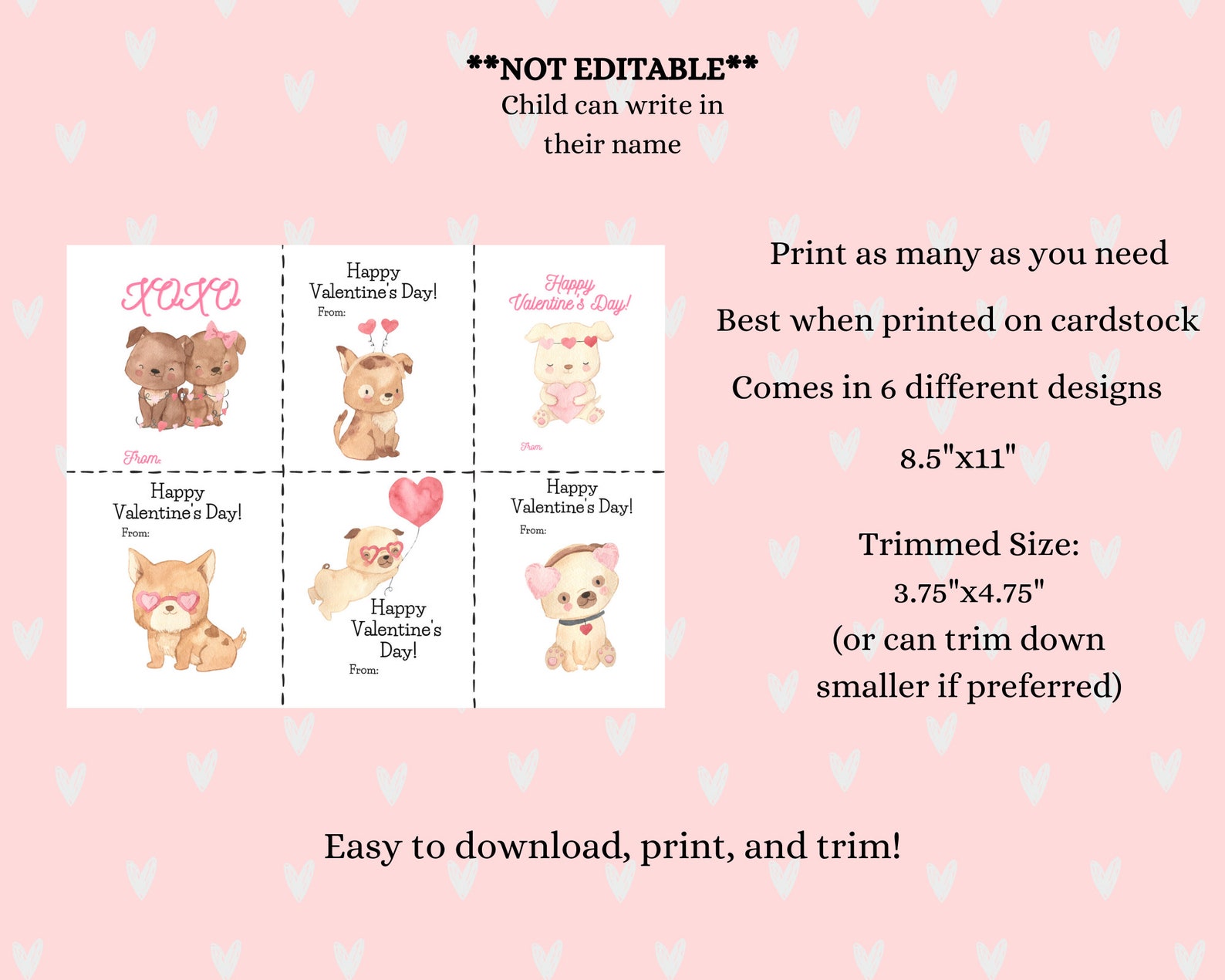 Instant Download Puppy Printable Valentine's Day Cards, Printable ...