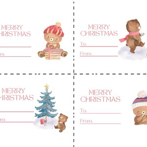Printable Bear Christmas Gift Tags Holiday Party Favor Gift - Etsy