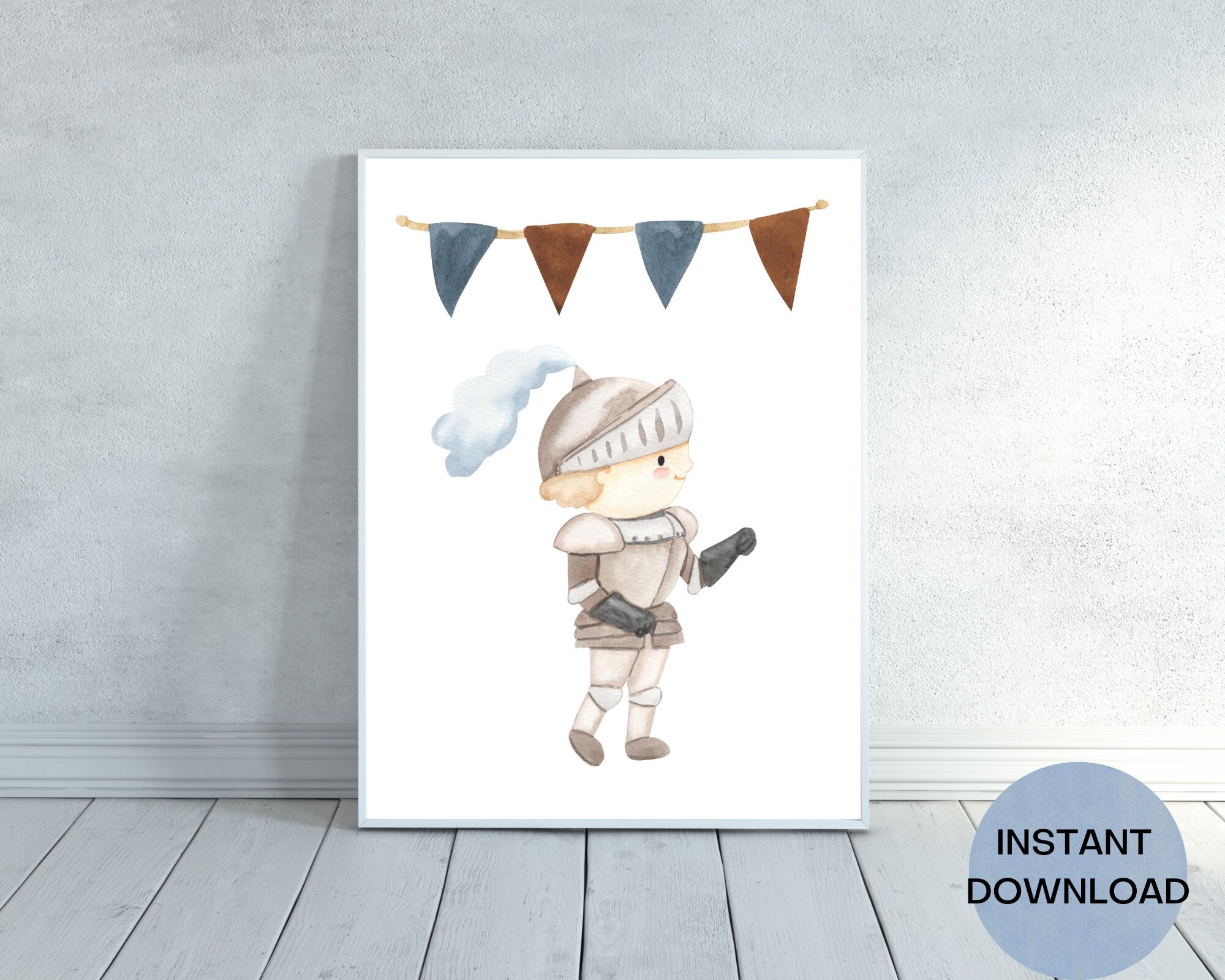 Knight Nursery Wall Decor Medieval Kids Room Art Watercolor - Etsy