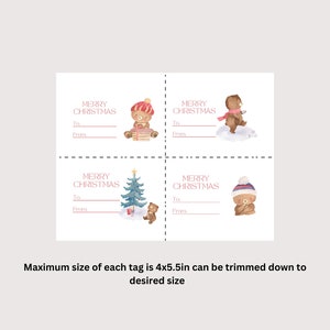 Printable Bear Christmas Gift Tags Holiday Party Favor Gift - Etsy