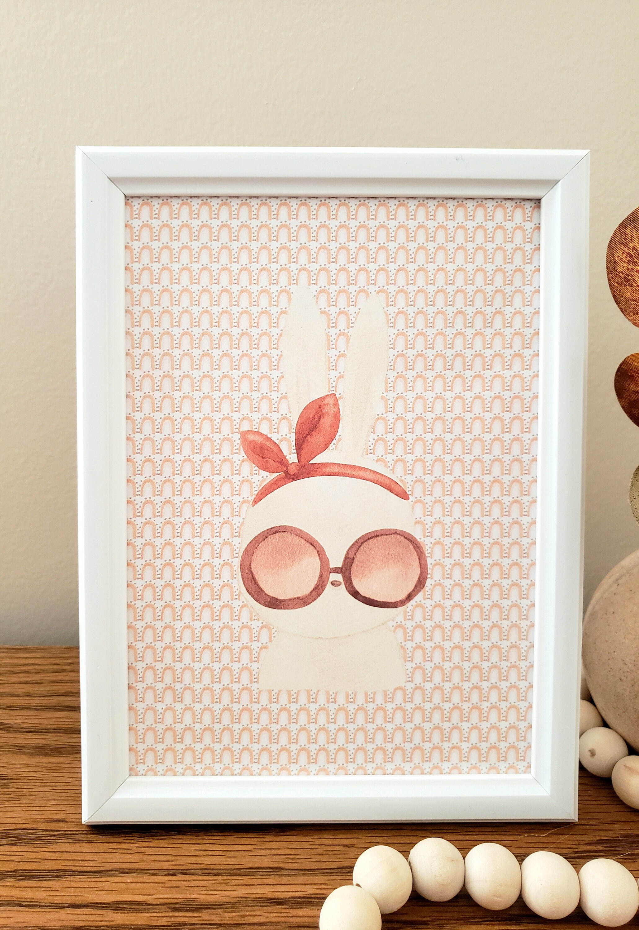 Digital Boho Bunny Art Print, Boho Nursery Decor, Watercolor Bunny Wall ...
