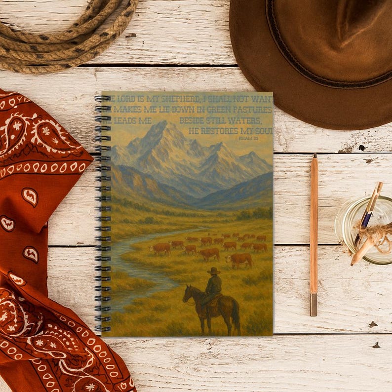 Psalm 23 Western Notebook: Cowboy, Cattle, Mountain Bible Verse - Etsy