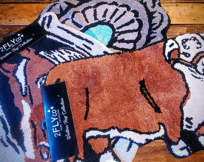 Western Chenille Anti-slip Accent/ Bathroom Rugs - Hereford, Concho ...