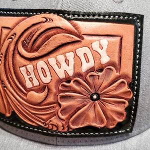 Hand Tooled Howdy Western Leather Patch Hat - Etsy