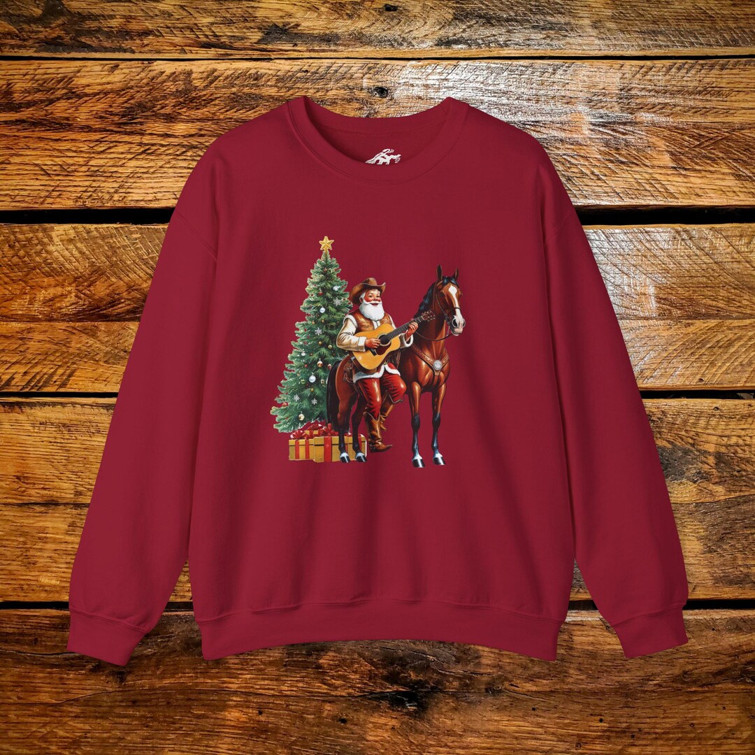 Vintage Cowboy Santa Rockin' Around the Christmas Tree Guitar Vintage ...