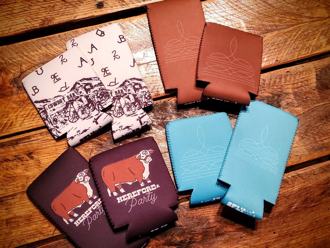 Retro Western Can Coolers / Cozies - Great Gifts! Christmas / Holiday ...