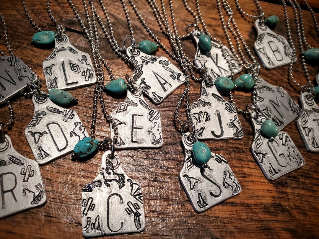 Handmade Western Cow Tag Initial Monogram Letter Necklace - Etsy