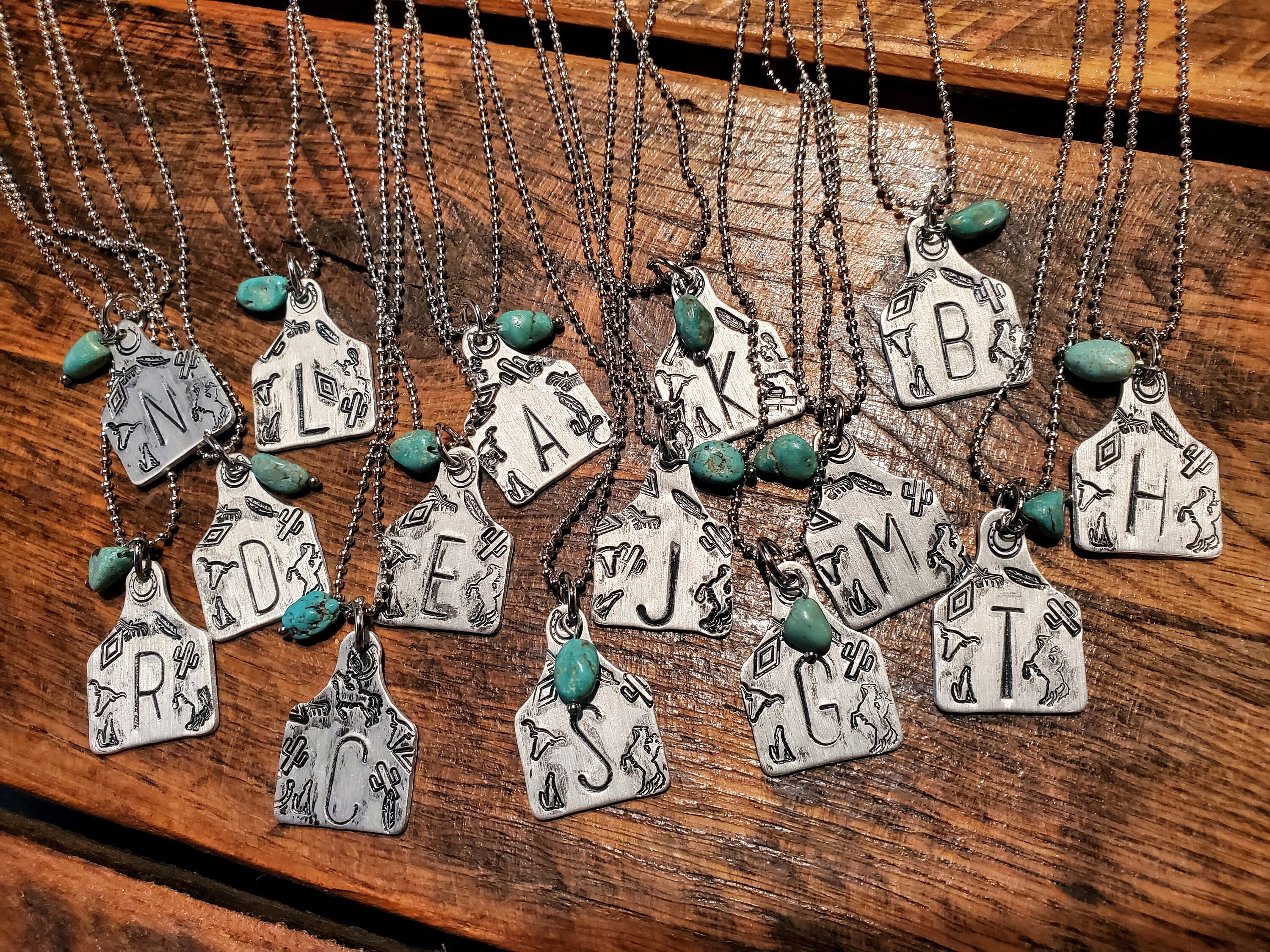 Handmade Western Cow Tag Initial Monogram Letter Necklace - Etsy
