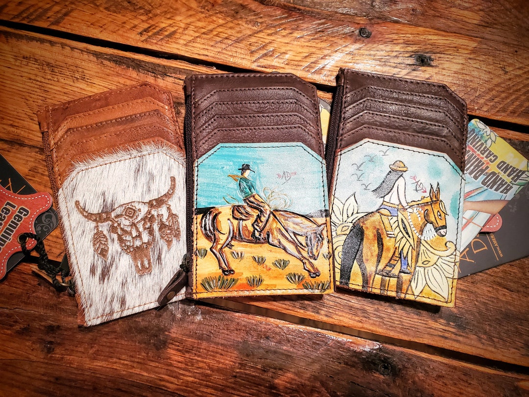 Genuine Hand Painted Leather Wallets - Etsy