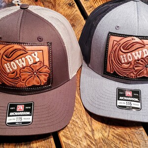 Hand Tooled Howdy Western Leather Patch Hat - Etsy