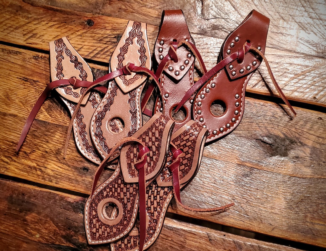 Tooled Leather & Studded Quick Change Slobber Straps - Etsy