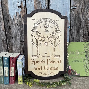 Speak Friend and Enter Wood Engraved Dwarven Door Sign | Elvish Ornate ...