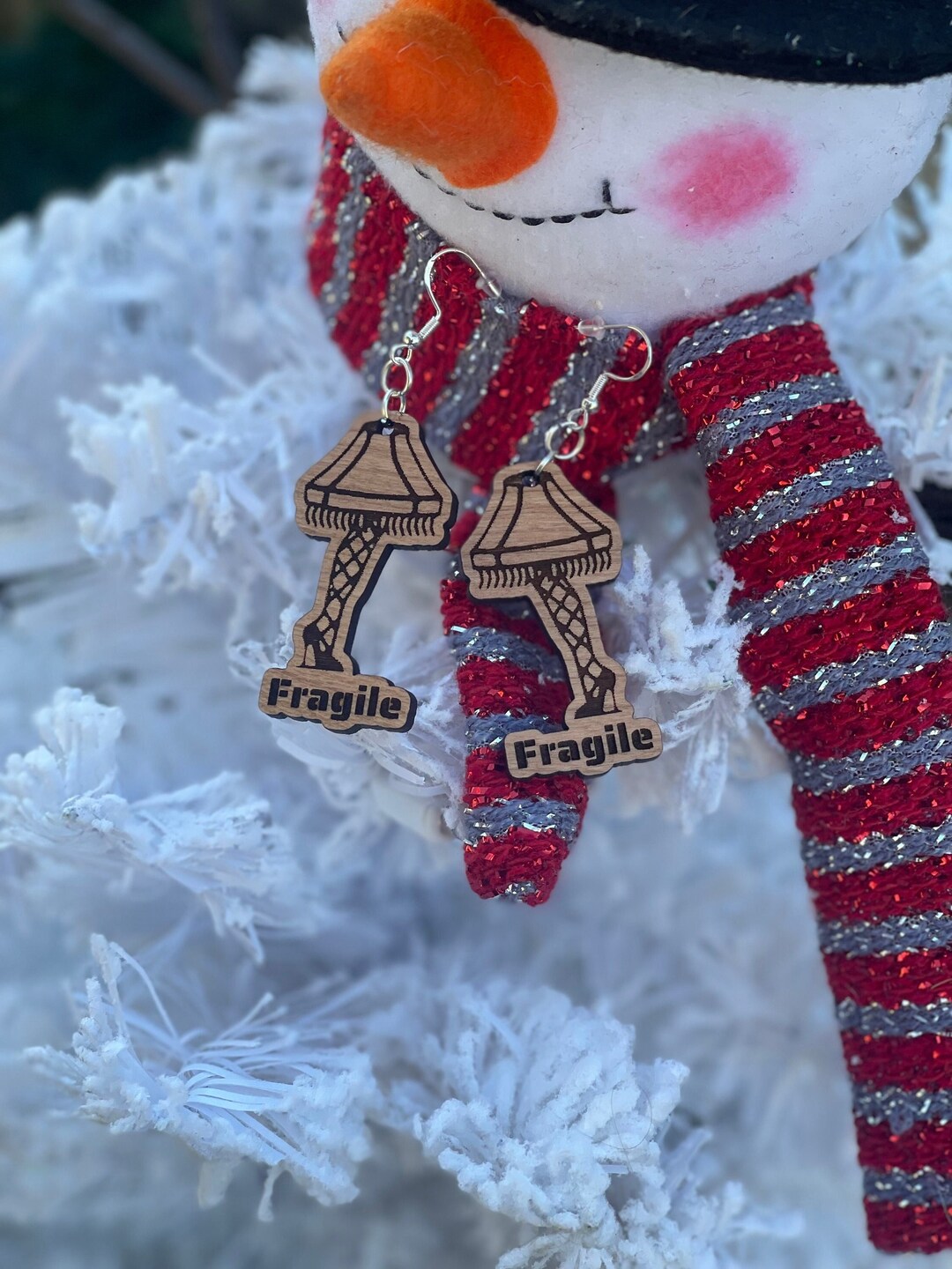 Christmas Fragile Leg Lamp Christmas Earrings. Classic Wood - Etsy