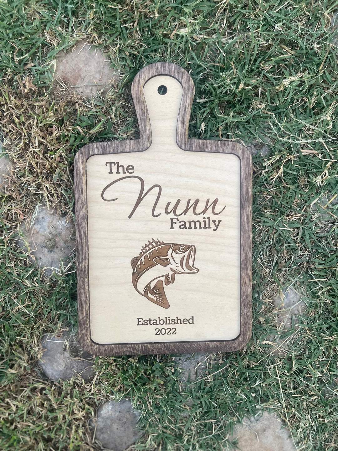 Personalized Fish Cutting Board Sign | Custom Family Name| Bass ...