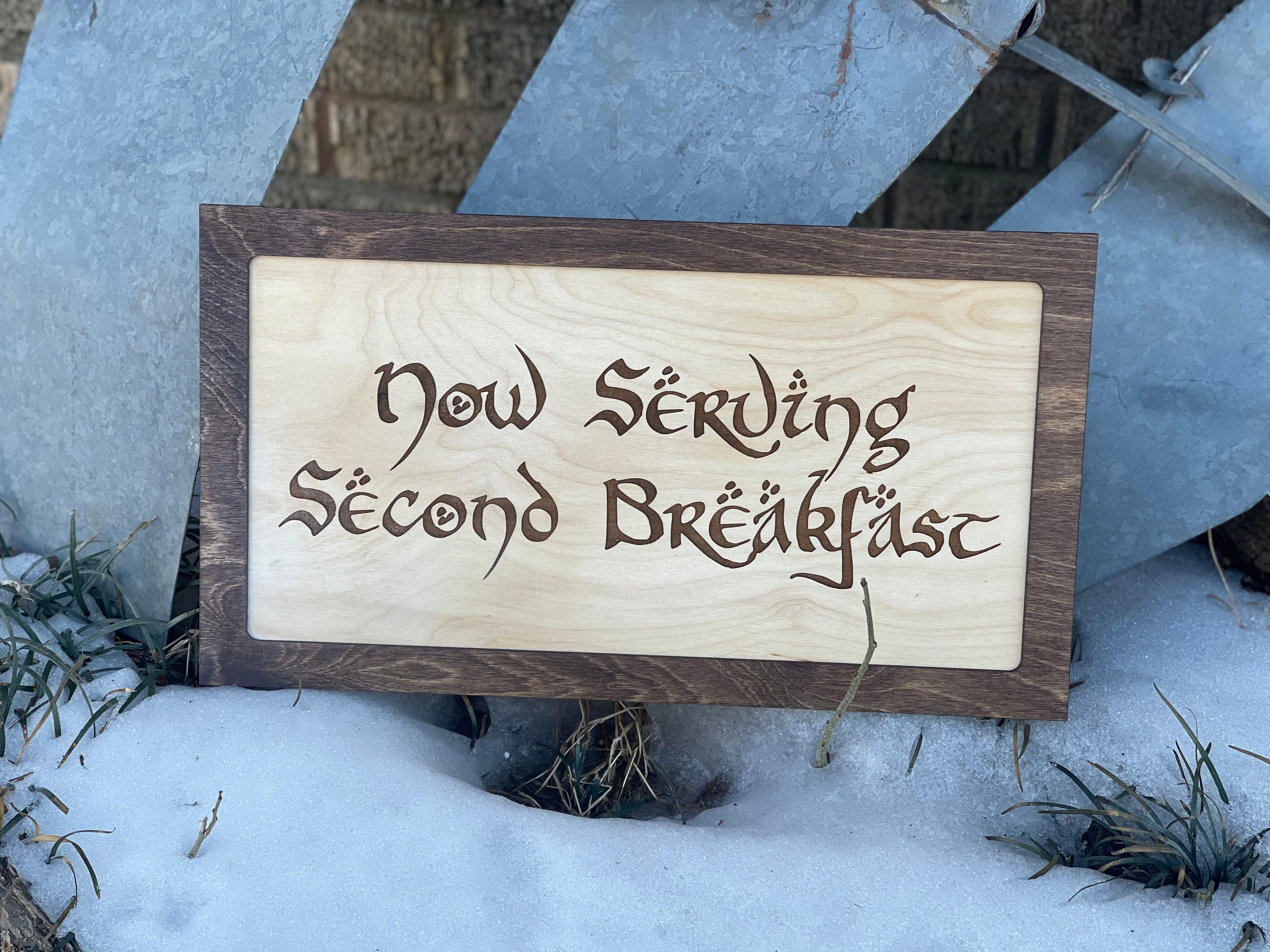 Now Serving Second Breakfast Framed Sign for Kitchen or - Etsy