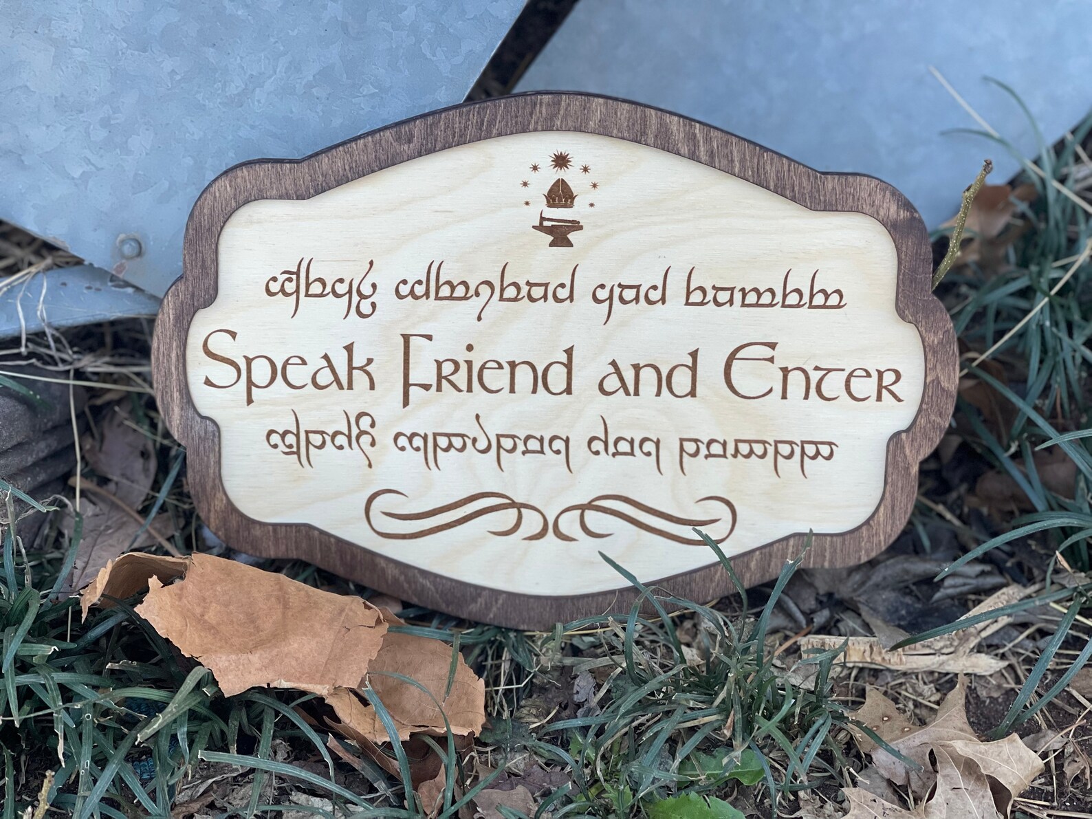 Speak Friend and Enter Elvish Wood Engraved Sign | Fantasy Ring Shire ...