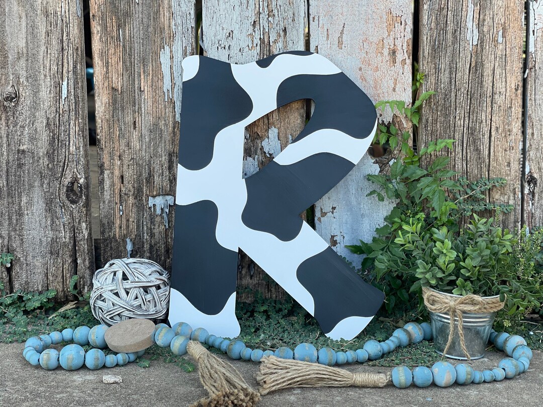 Cow Print Hand-painted Wood Engraved Letter Signs | Country Girl's Room ...