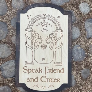 Speak Friend and Enter Wood Engraved Dwarven Door Sign | Elvish Ornate ...