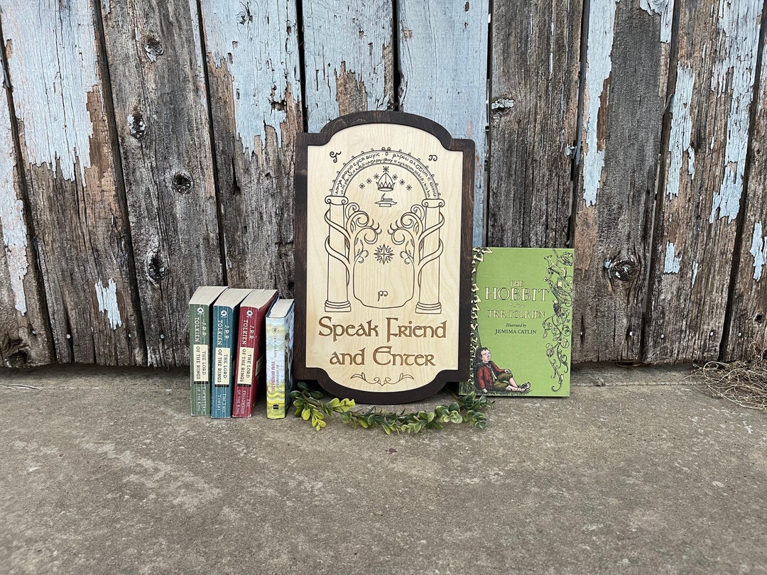 Speak Friend and Enter Wood Engraved Dwarven Door Sign | Elvish Ornate ...