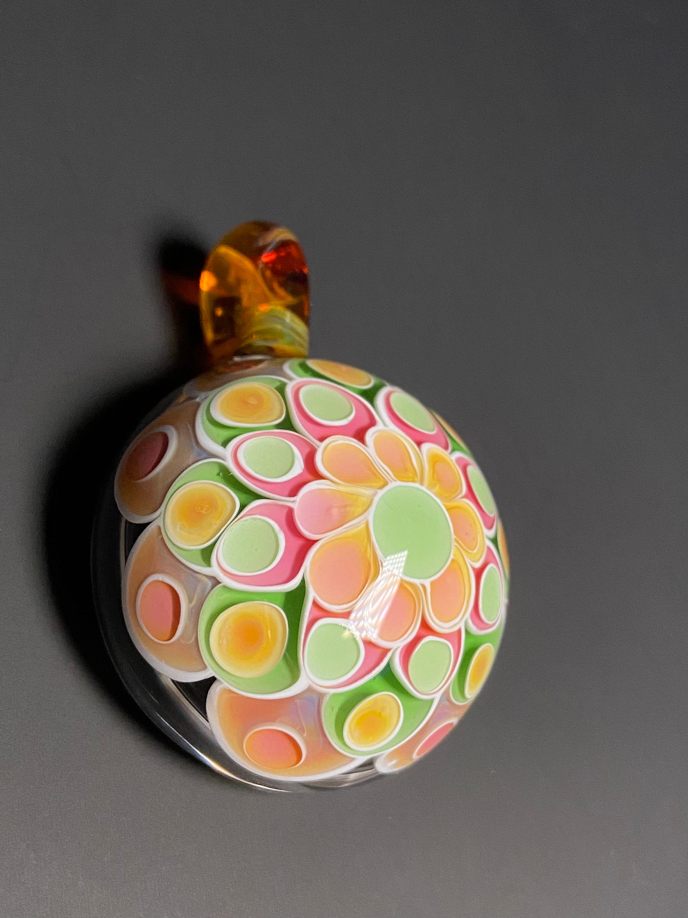 Orange, Pink and Green Dotstack Borosilicate Glass Pendant - Etsy