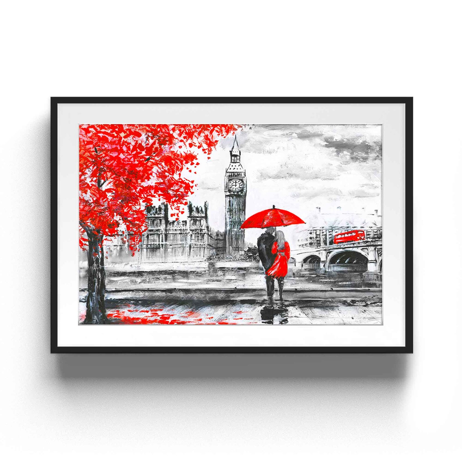 Black and Red London Poster Prints Landscape Wall Art Picture Prints ...
