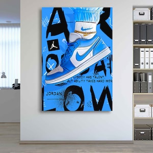Air Jordan Blue Sneakers Canvas Art, Canvas Print, Art Prints, Wall ...