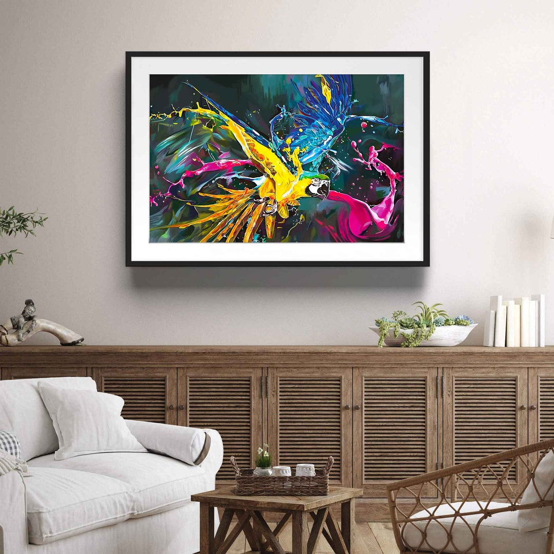Chromatic Parrot Animal Prints Wall Art Poster Prints, Bedroom Wall Art ...