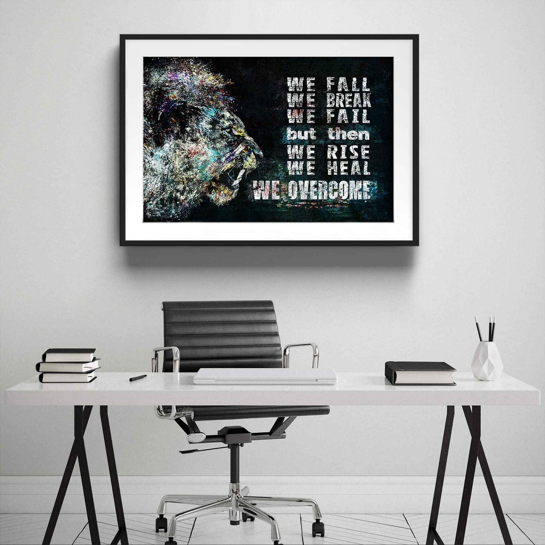 Overcome Challenges Motivational Wall Art Poster Prints Living Room ...