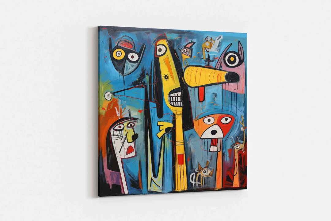 Expressionist Dogs in Modern Picasso Style Canvas Wall Art Prints Wall ...