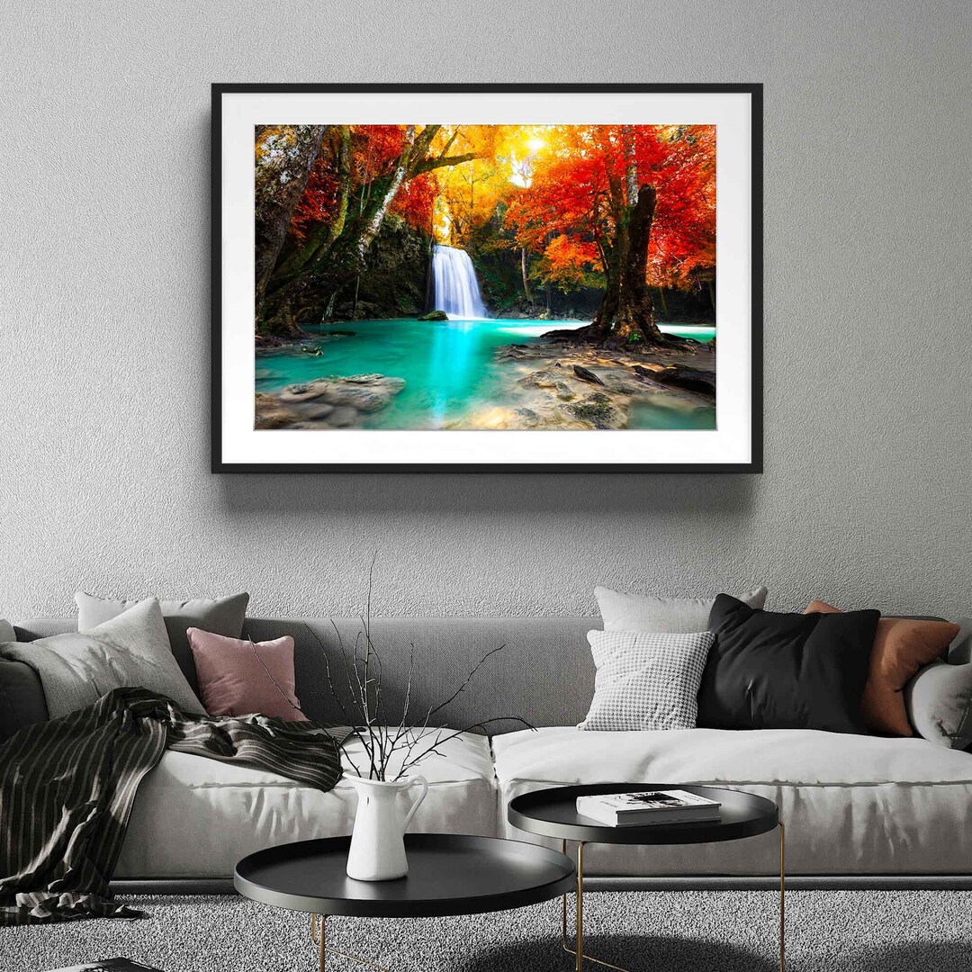 Waterfall Landscape Wall Art Poster Prints, Living Room Decor Quality ...