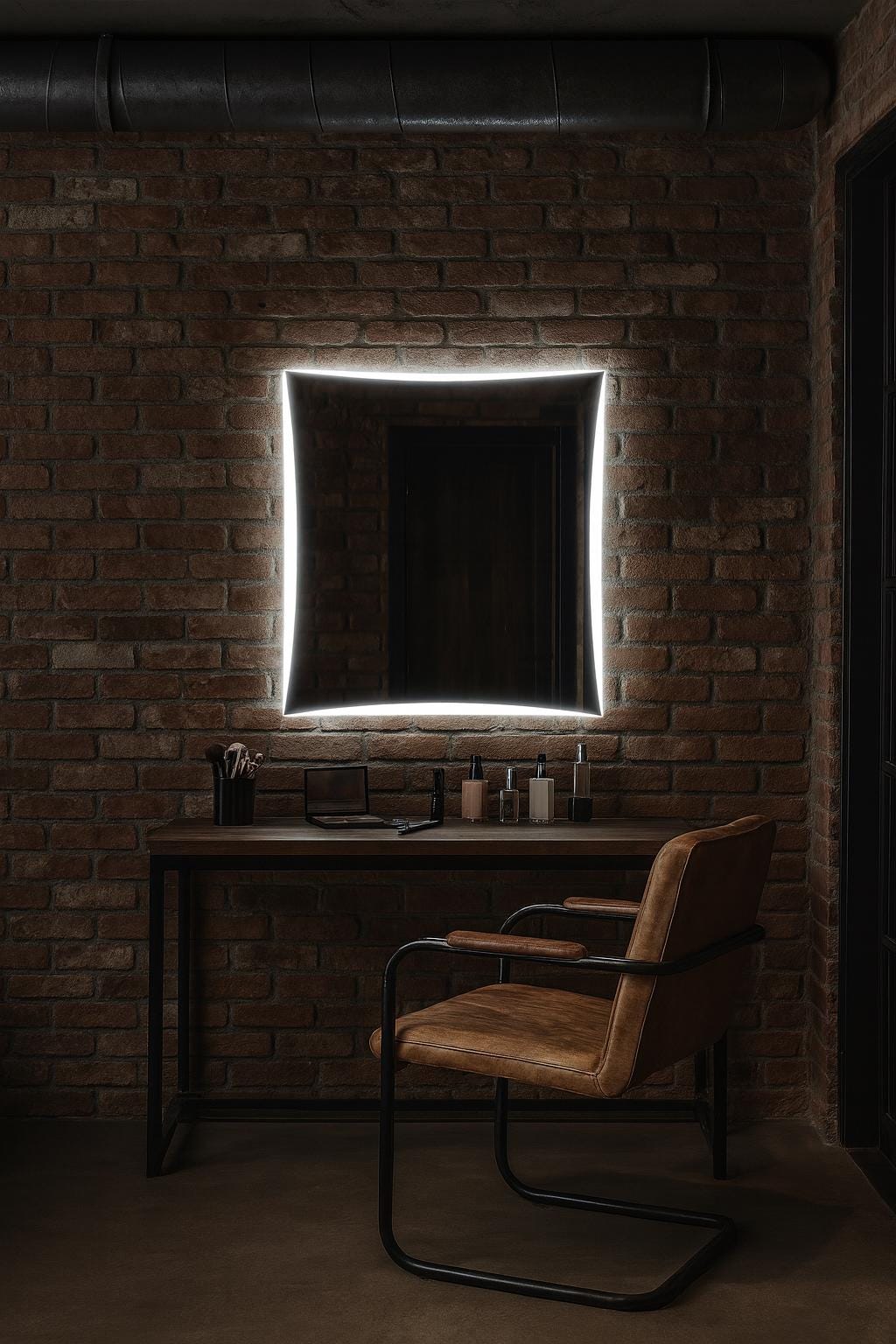 Minimalist Modern LED Backlit Mirror for Bathroom - Curved Lighted ...