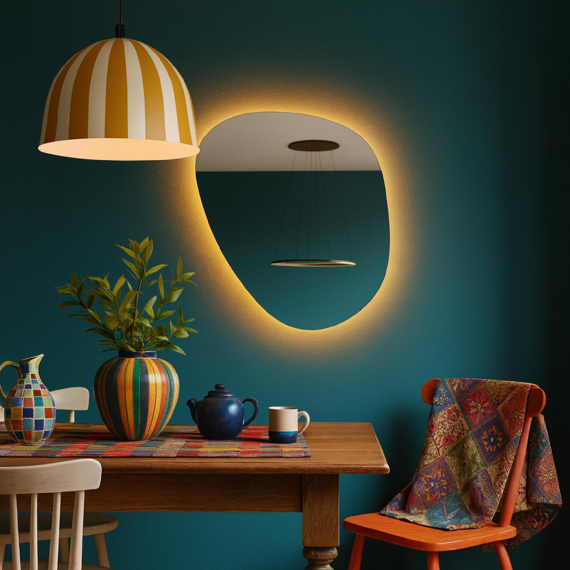 Asymmetrical LED Backlit Wall Mirror: Modern Vanity Decor - Etsy