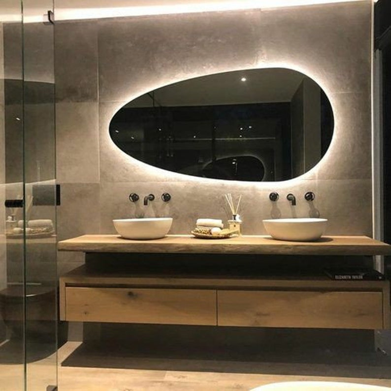 Asymmetricalbathroom Washbasin Mirror Touch Led Decorative | Etsy Asymmetricalbathroom Washbasin Mirror Touch Led Decorative | Etsy