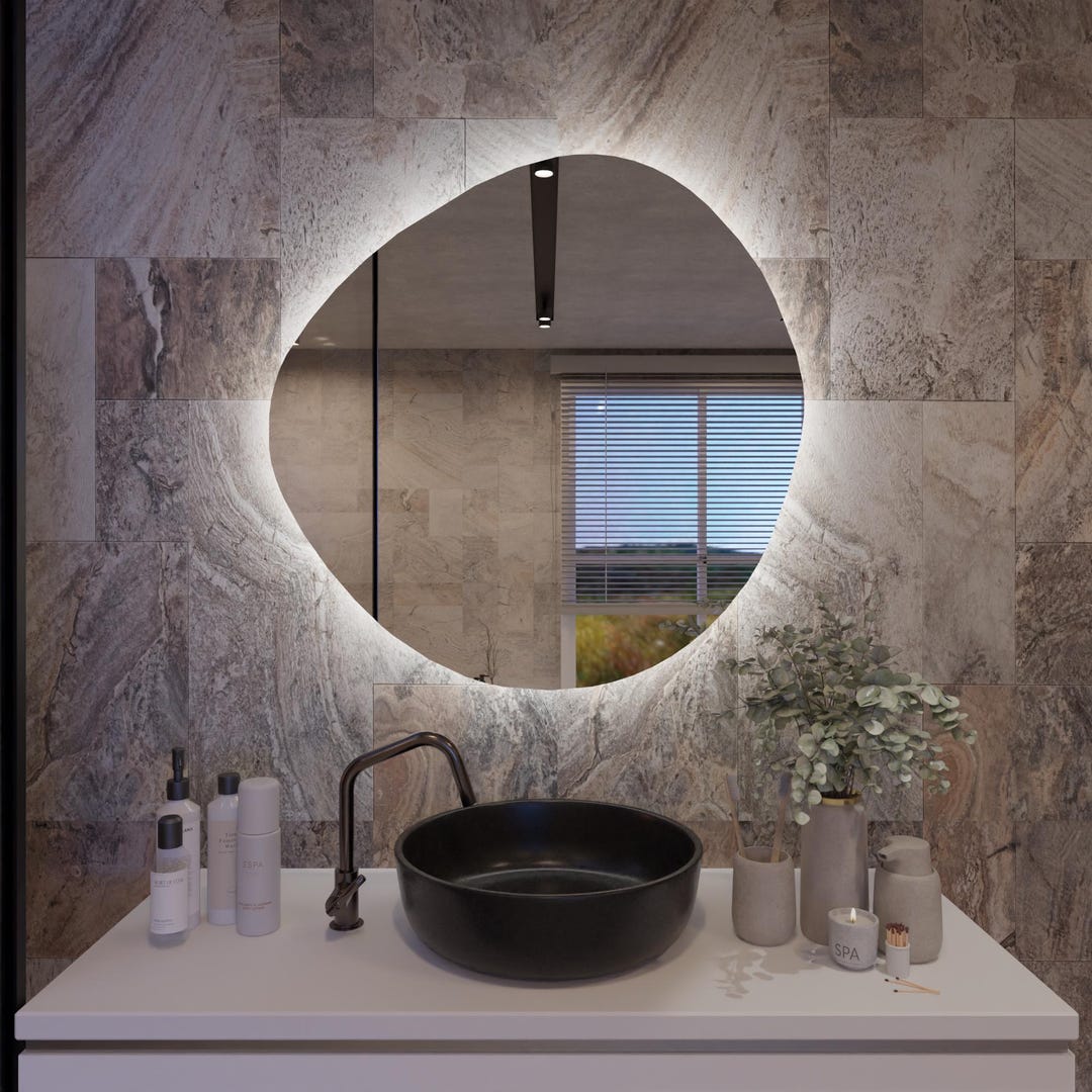 Organic Shape LED Bathroom Mirror: Modern Vanity Decor - Etsy