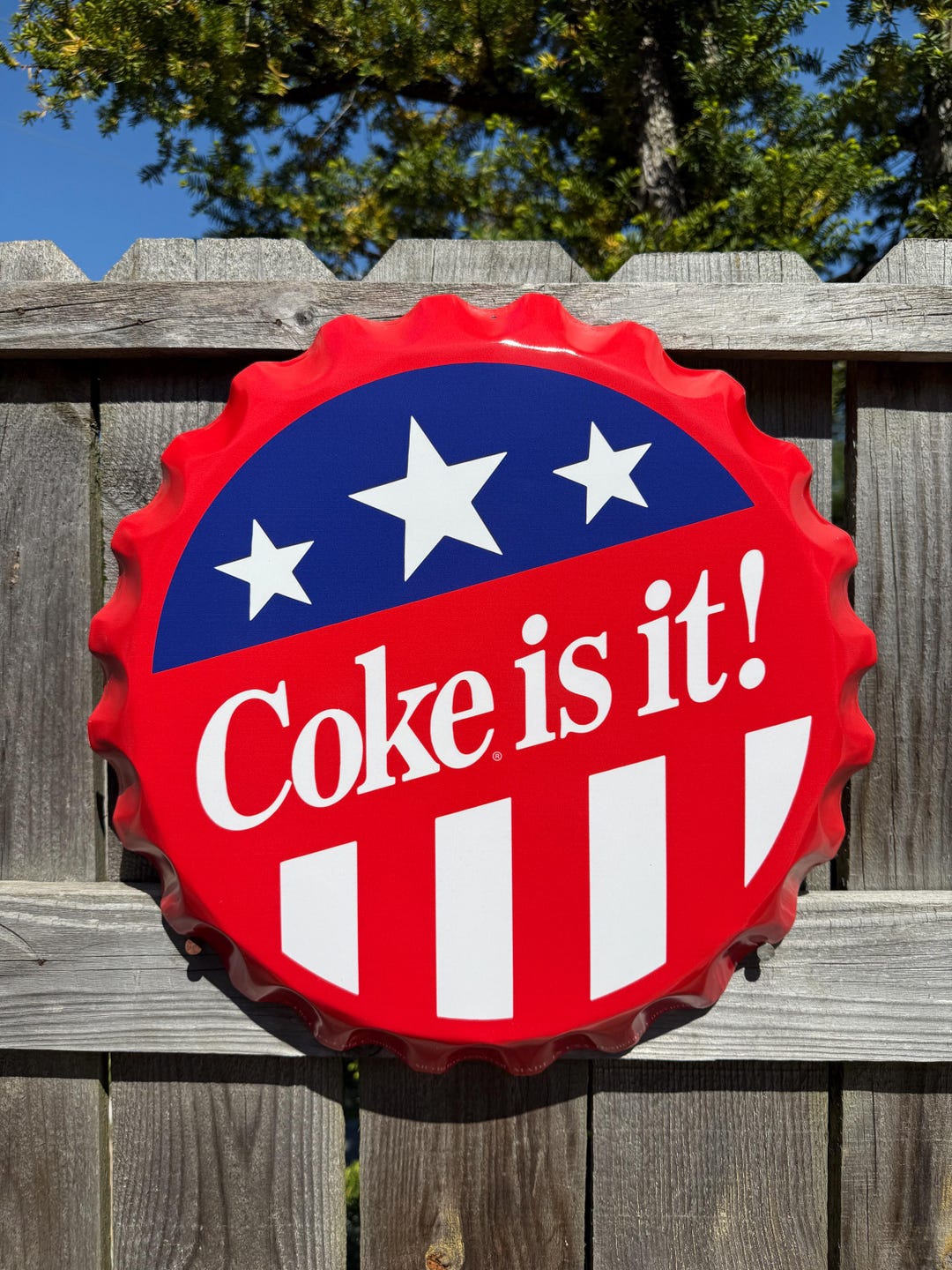 Coca Cola Bottle Cap Shaped Tin Sign Coke is It Bar Signage Basement ...