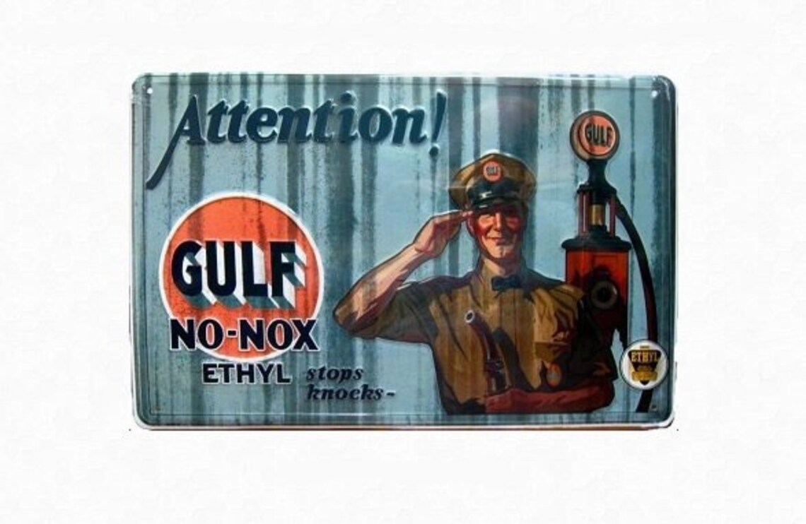 Gulf Gas Sign Gulf Gas Signs Gulf No Nox Sign Gulf Gasoline | Etsy