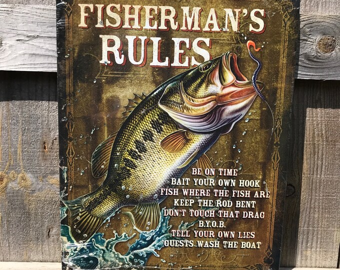 Fisherman's Rules Sign Fishermans Rules Fishing Signs - Etsy