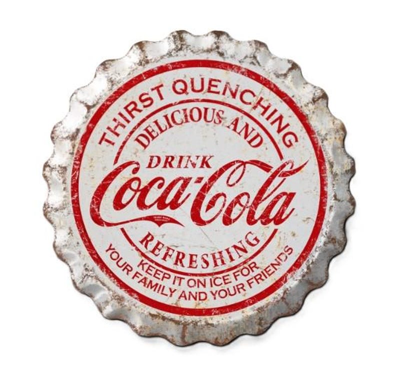 Coca Cola Bottle Cap Shaped Tin Sign Retro Bar Signage Basement Bar ...