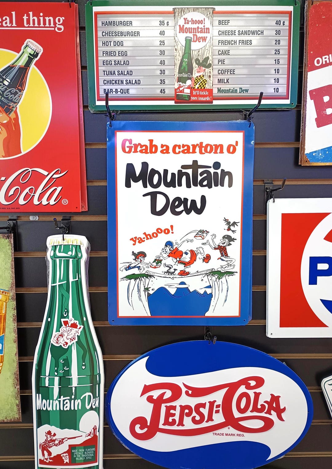 Mountain Dew Sign Retro Grab a Carton Mountain Dew Gifts Soda Bar Wall ...