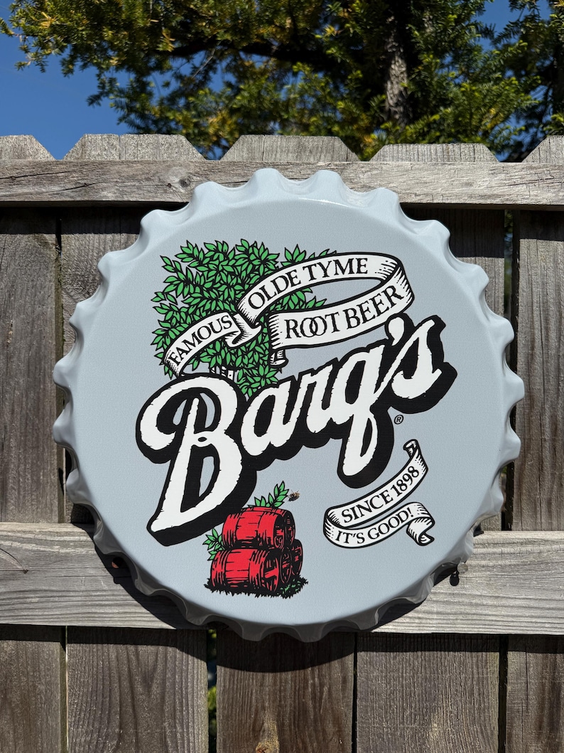 Barq's Root Beer Bottle Cap Shaped Tin Sign Bar Signage Basement Bar ...