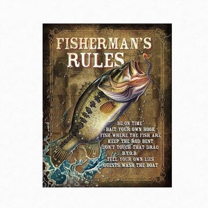 Fisherman's Rules Sign Fishermans Rules Fishing Signs Boyfriend Gifts ...