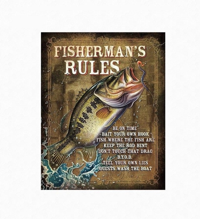 Fisherman's Rules Sign Fishermans Rules Fishing Signs Boyfriend Gifts ...