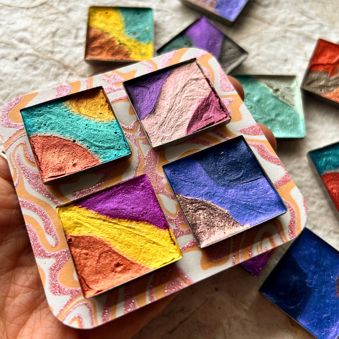 Kid's Watercolor Palette Aka Chaos Pans Set of 4 Random Mixed Shimmer ...