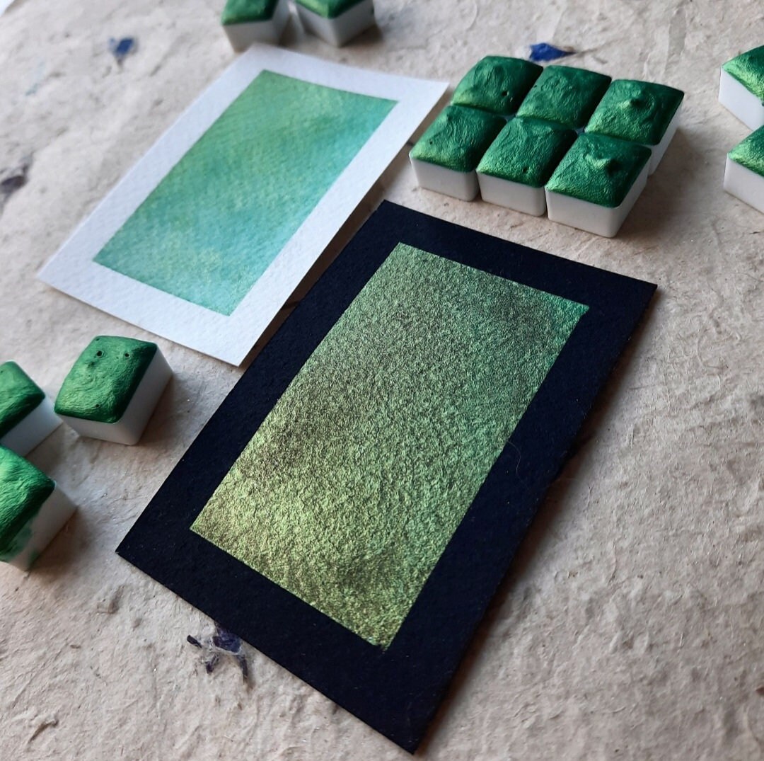 Fairy Green ~ Handmade Watercolor Paint ~ Duochrome Handmade Metallic ...