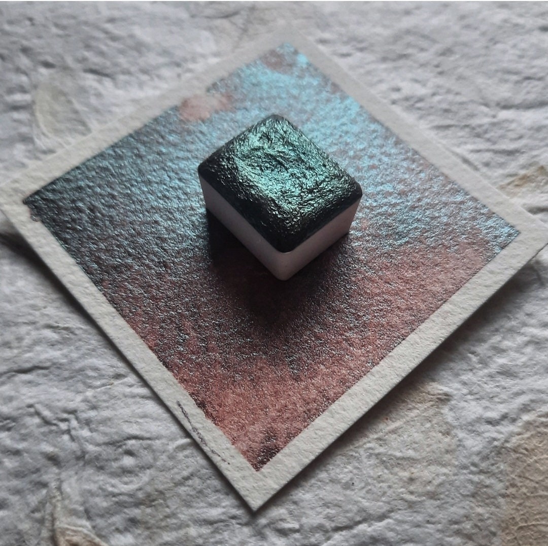 Handmade Watercolor lunar Eclipse Duotone Handmade Shimmer ...